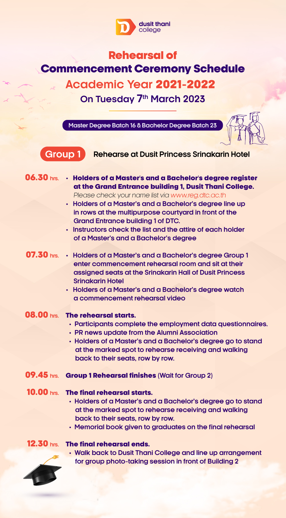 Commencement Ceremony Schedule - Academic Year 2021-2022 - Dusit Thani ...