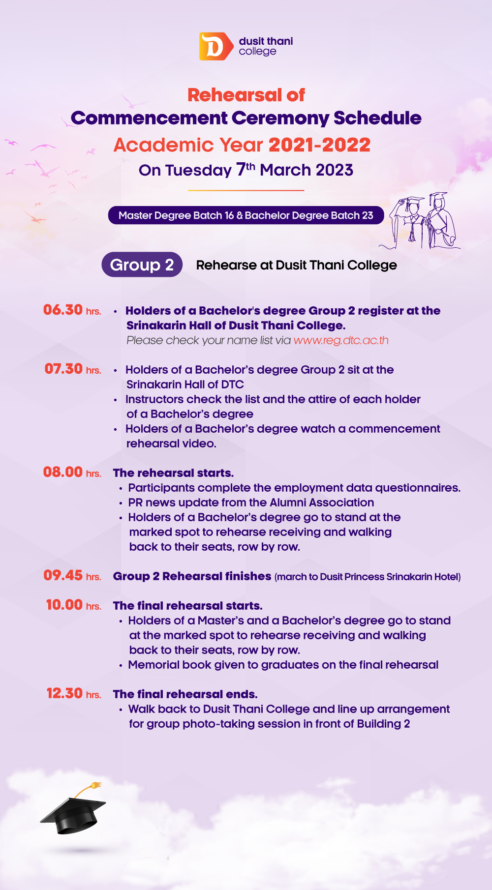 Commencement Ceremony Schedule - Academic Year 2021-2022 - Dusit Thani ...